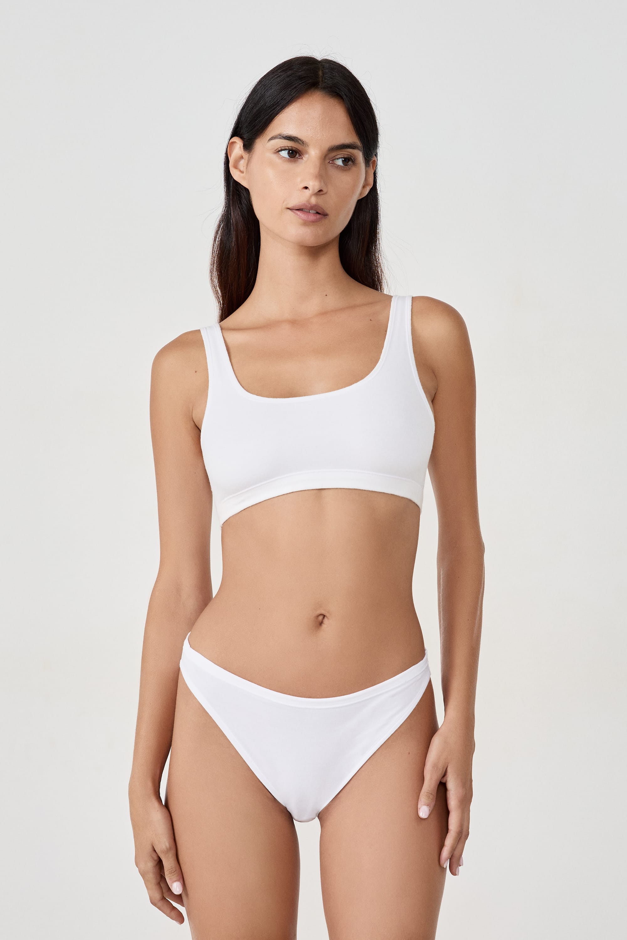 Reversible Stretchy Organic Cotton Bralette - COTON 360 - BLANC - ETAM