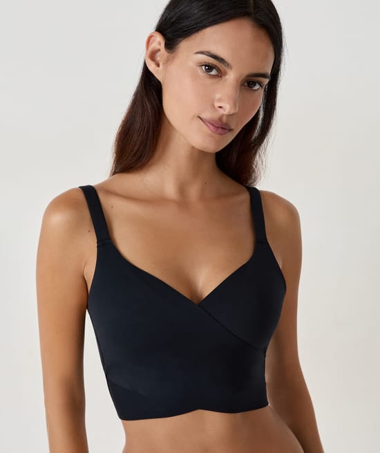 Reversible Stretchy Organic Cotton Bralette - COTON 360 - BLANC - ETAM