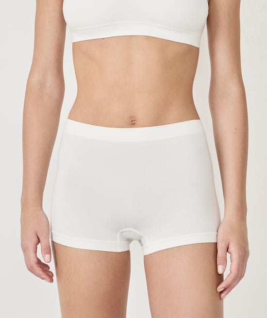 Reversible Stretchy Organic Cotton Bralette - COTON 360 - BLANC - ETAM