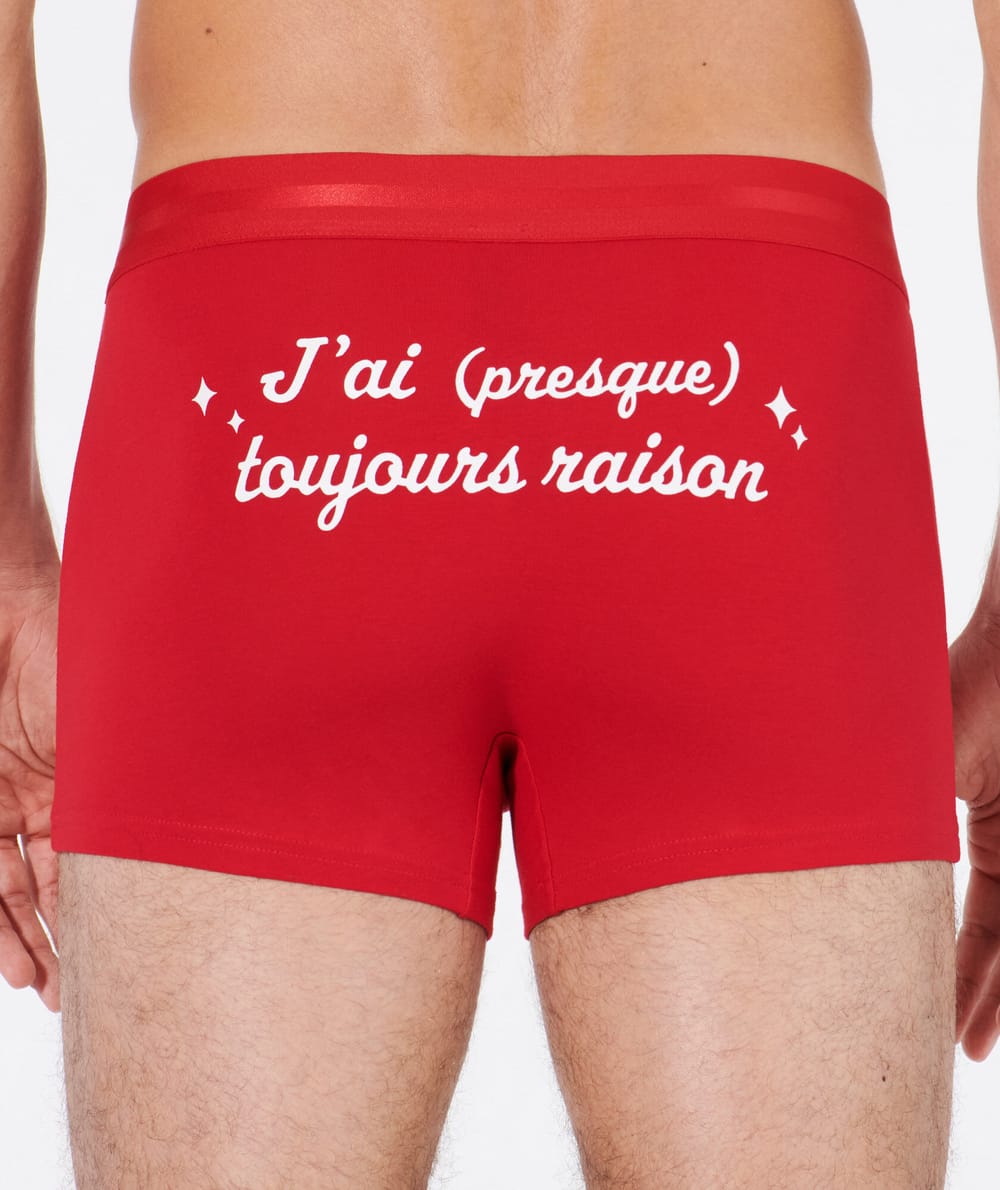 J'ai (presque) toujours raison slogan boxer shorts - red - Undiz