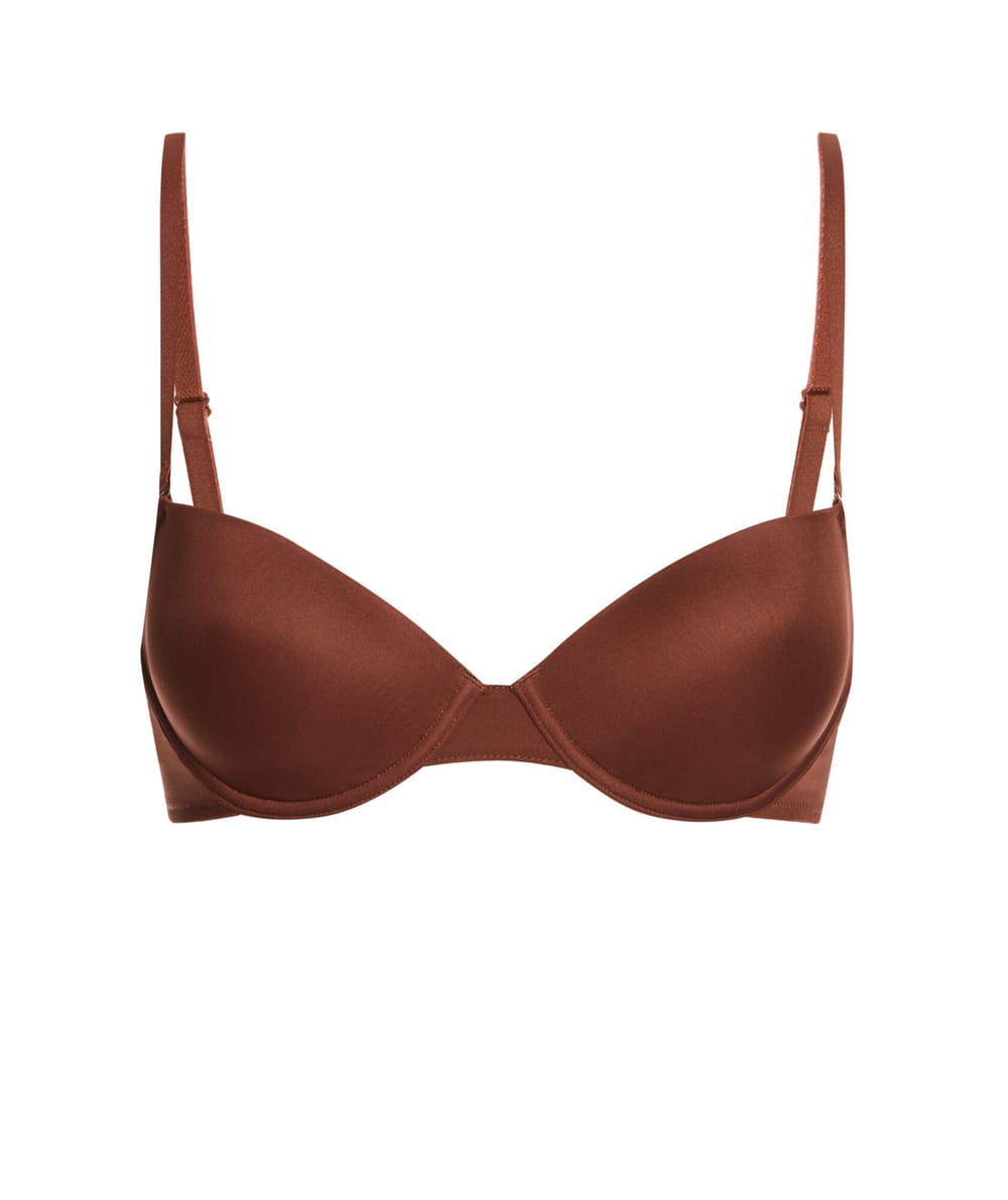 Microfibre push-up padded bra - chocolate - Undiz