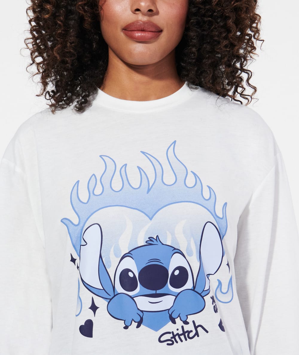 T-shirt manches longues imprimé Stitch - écru - Undiz
