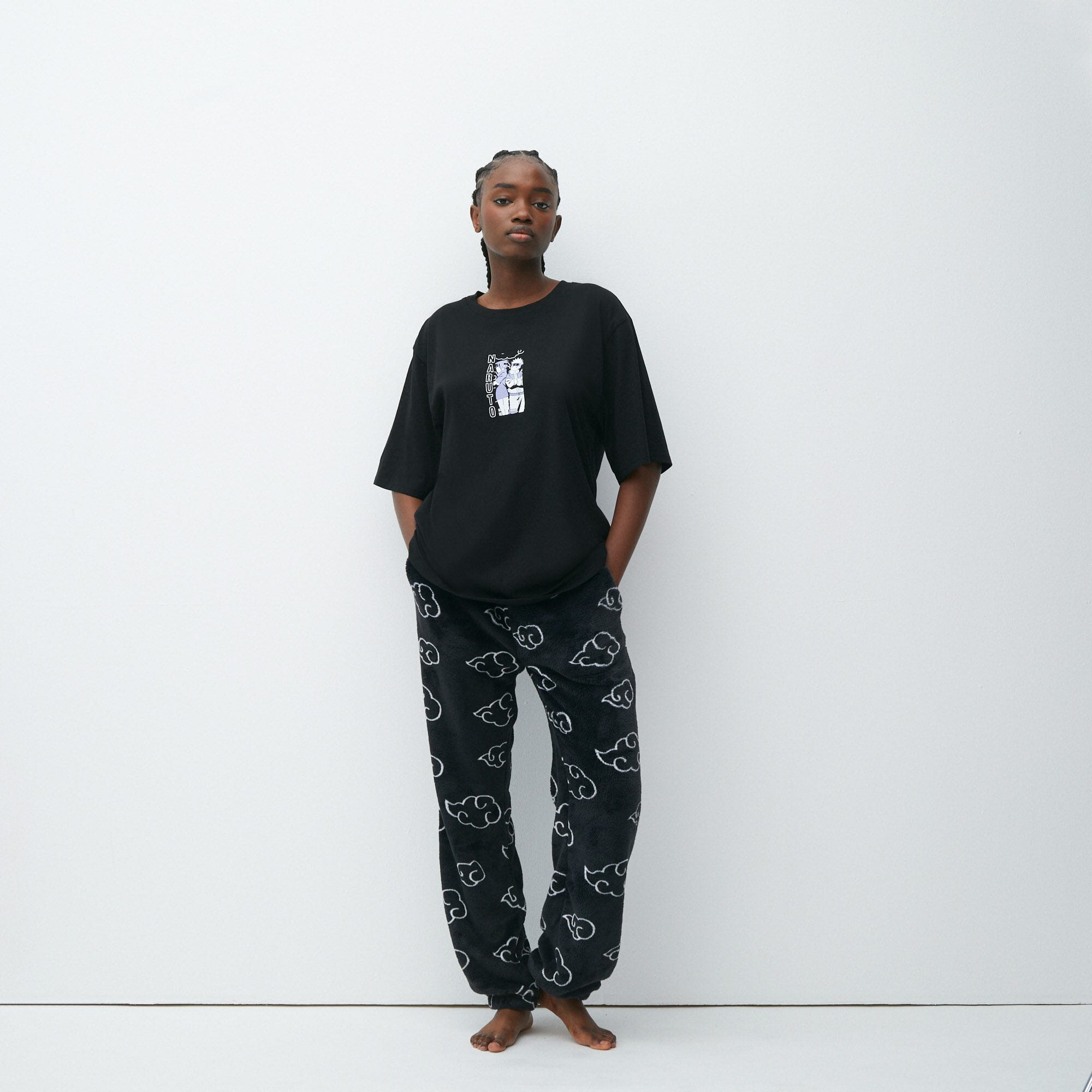 tee-shirt large imprimé naruto - noir - Undiz