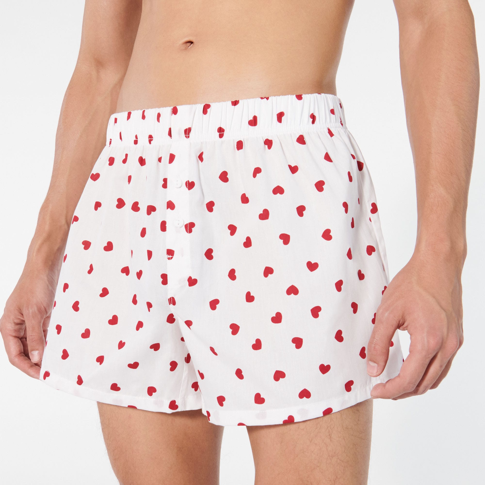 Cotton boxer shorts with hearts - white - Undiz