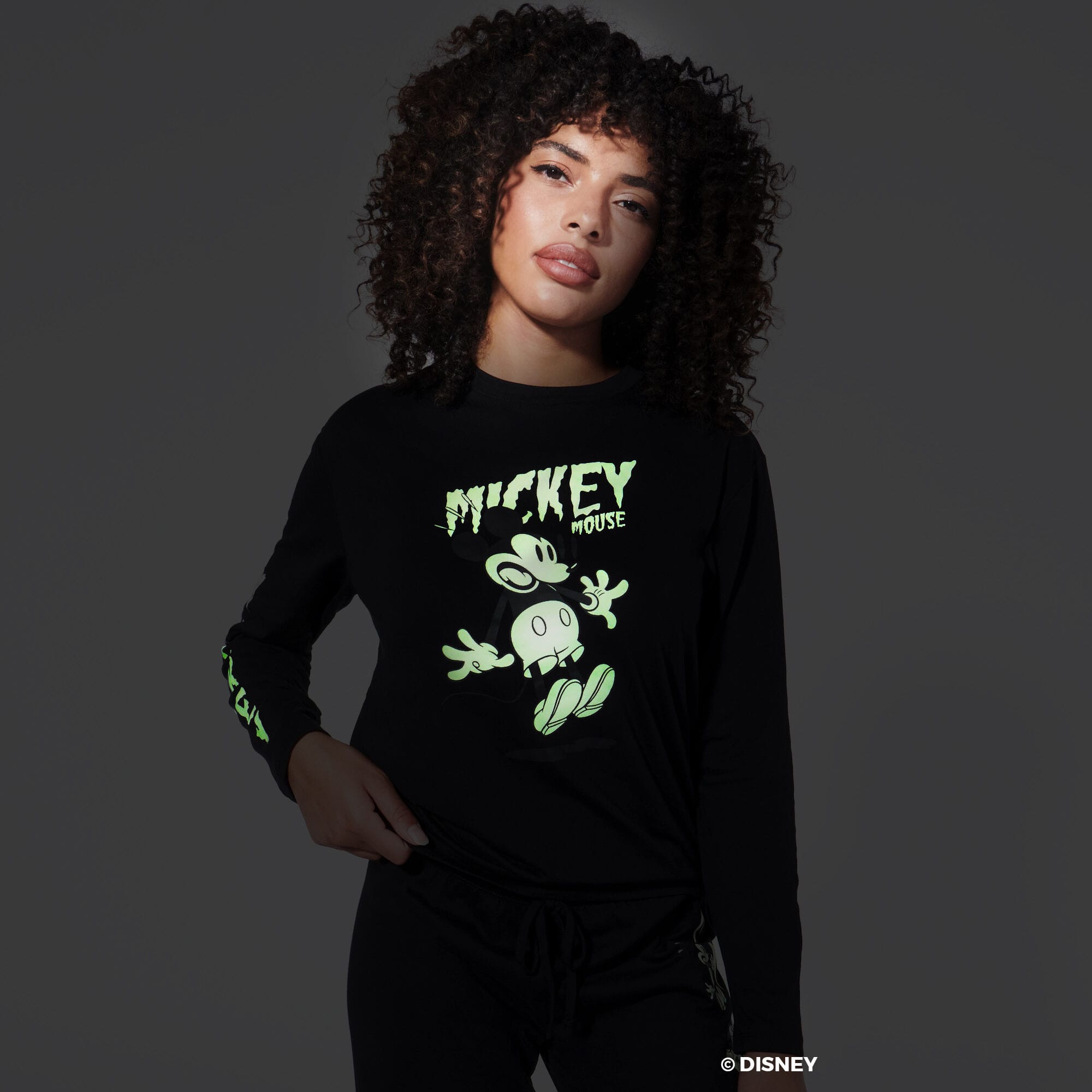 T-shirt phosphorescent Mickey - noir - Undiz