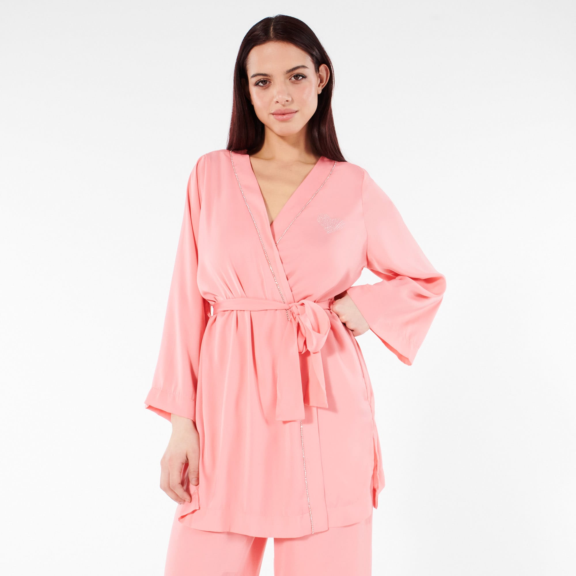 Kimono en satin - rose - Undiz