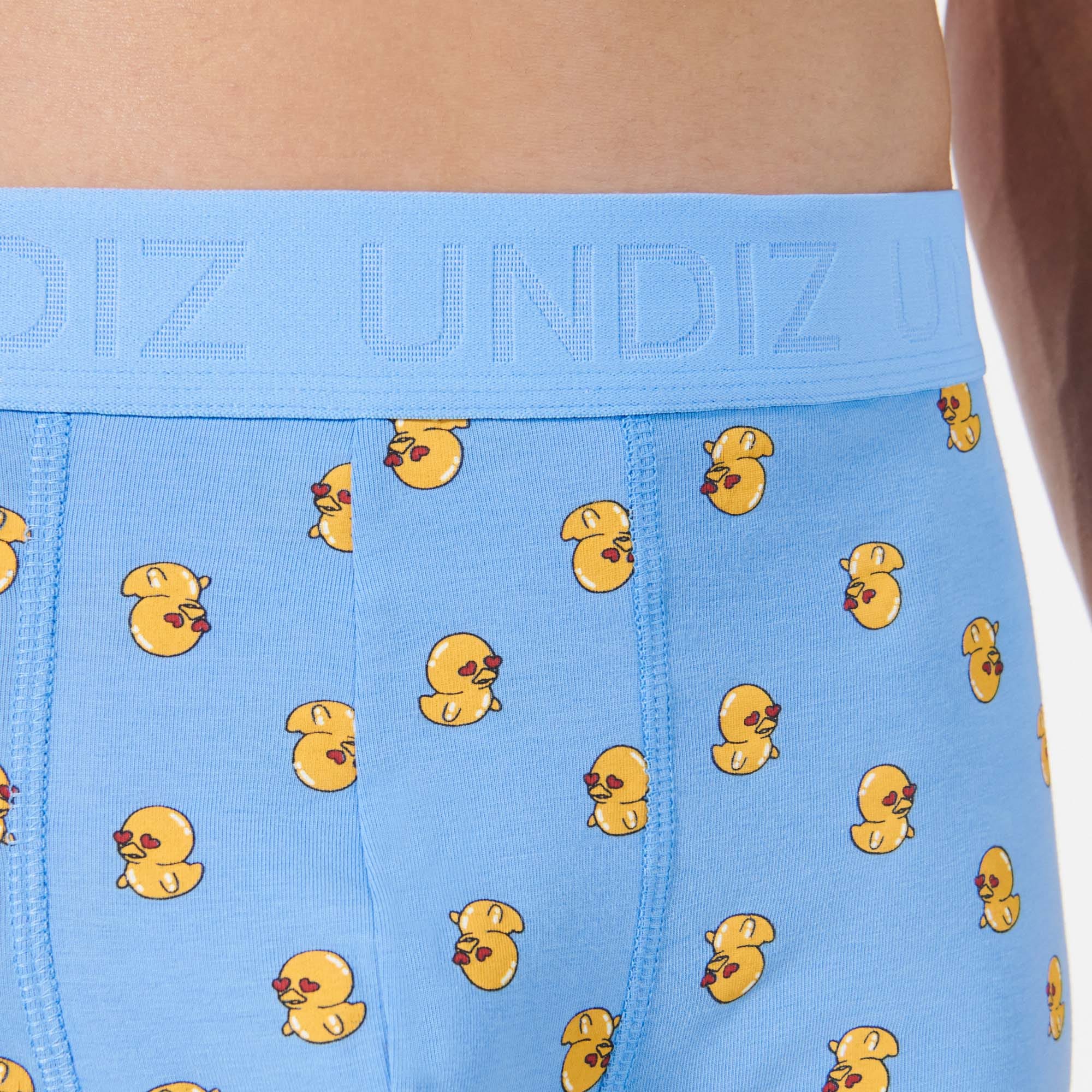 Boxer à motifs canards en coton - bleu clair - Undiz
