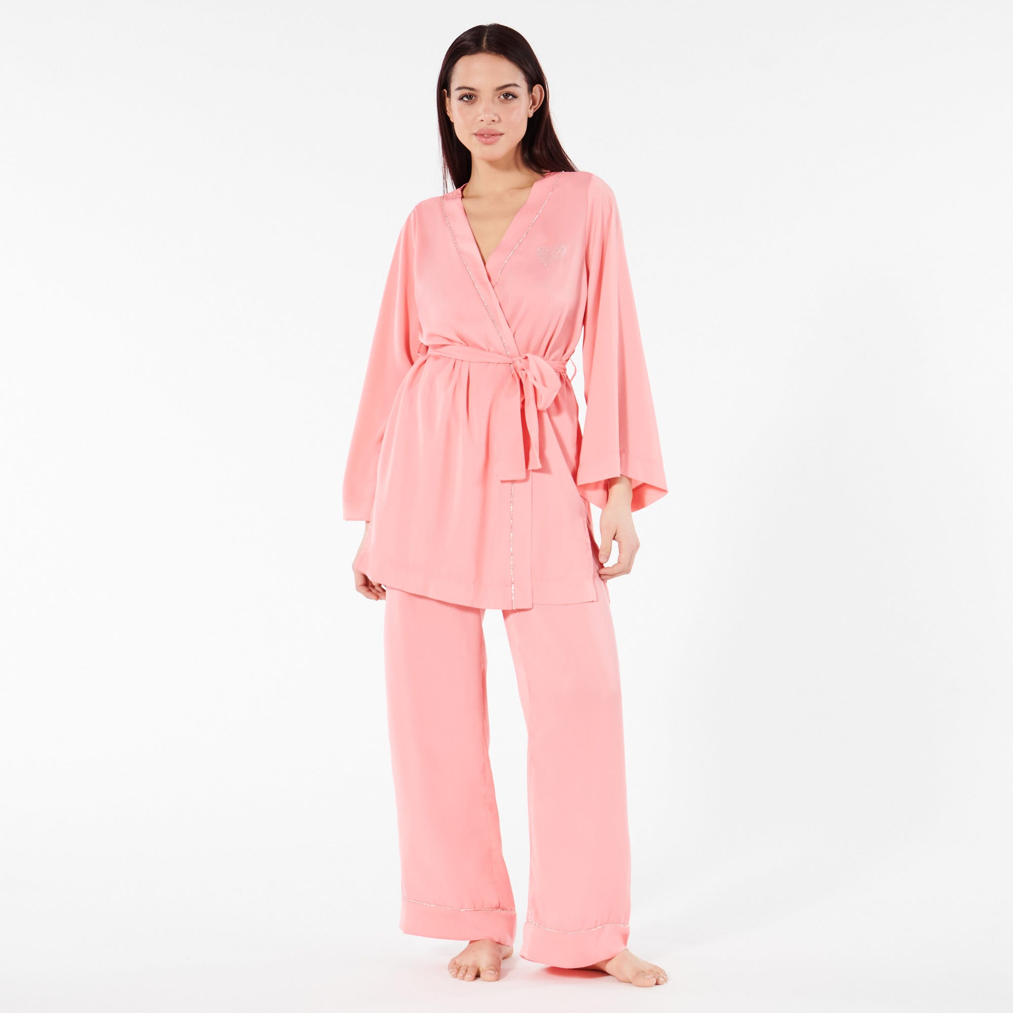 Kimono en satin - rose - Undiz