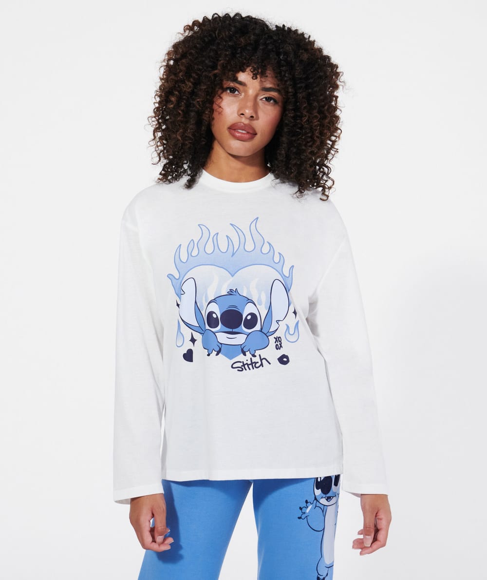 T-shirt manches longues imprimé Stitch - écru - Undiz